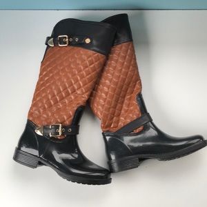 Posh Wellies Shoes | Black Diamond Quilted Tall Rain Boot | Poshmark